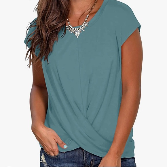 Tops | Amazon Turquoise Twist Front Shirt | Poshmark